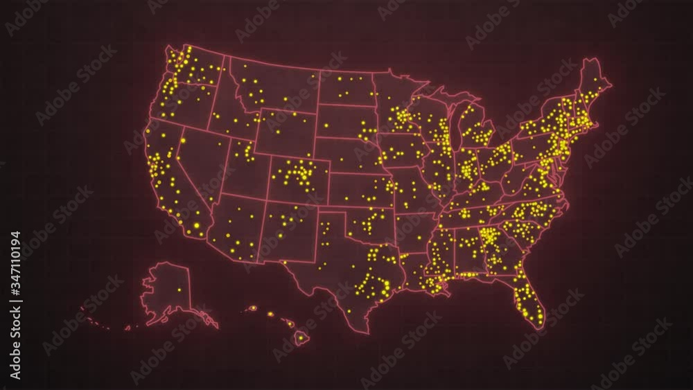 Map of the spread of the COVID-19 virus in the United States. Rapid ...
