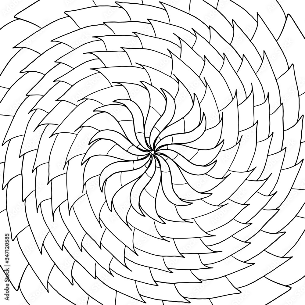 Pattern hand drawn doodles mandala. Dynamic contour repeating elements ...