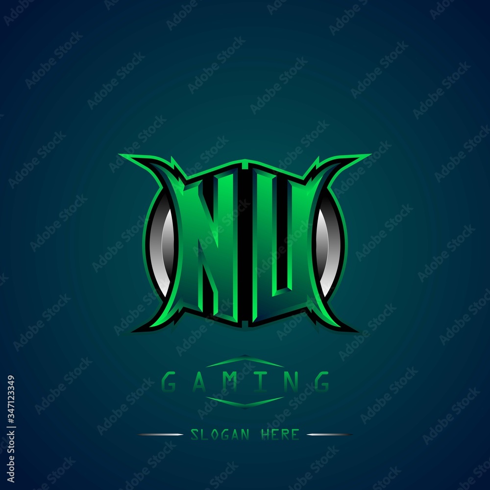 NU Initial Logo Design Cool style, Logo for game, esport, initial ...