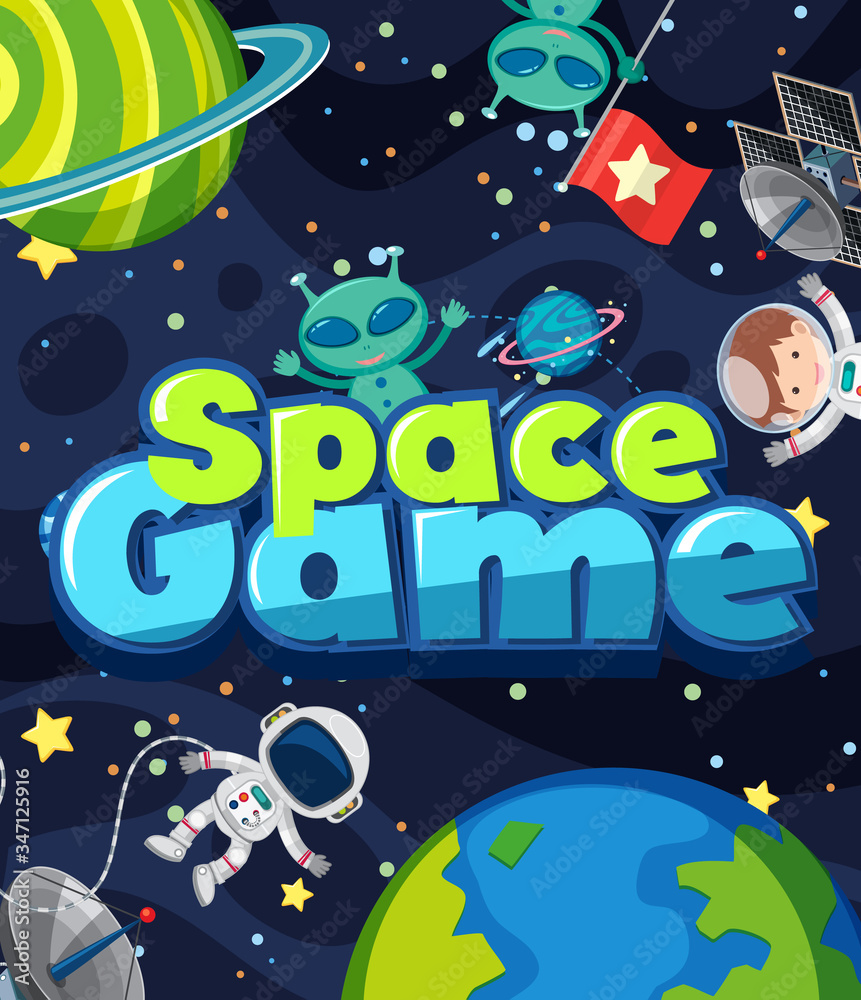 Poster design for space game with alien and astronaut in space Stock ...