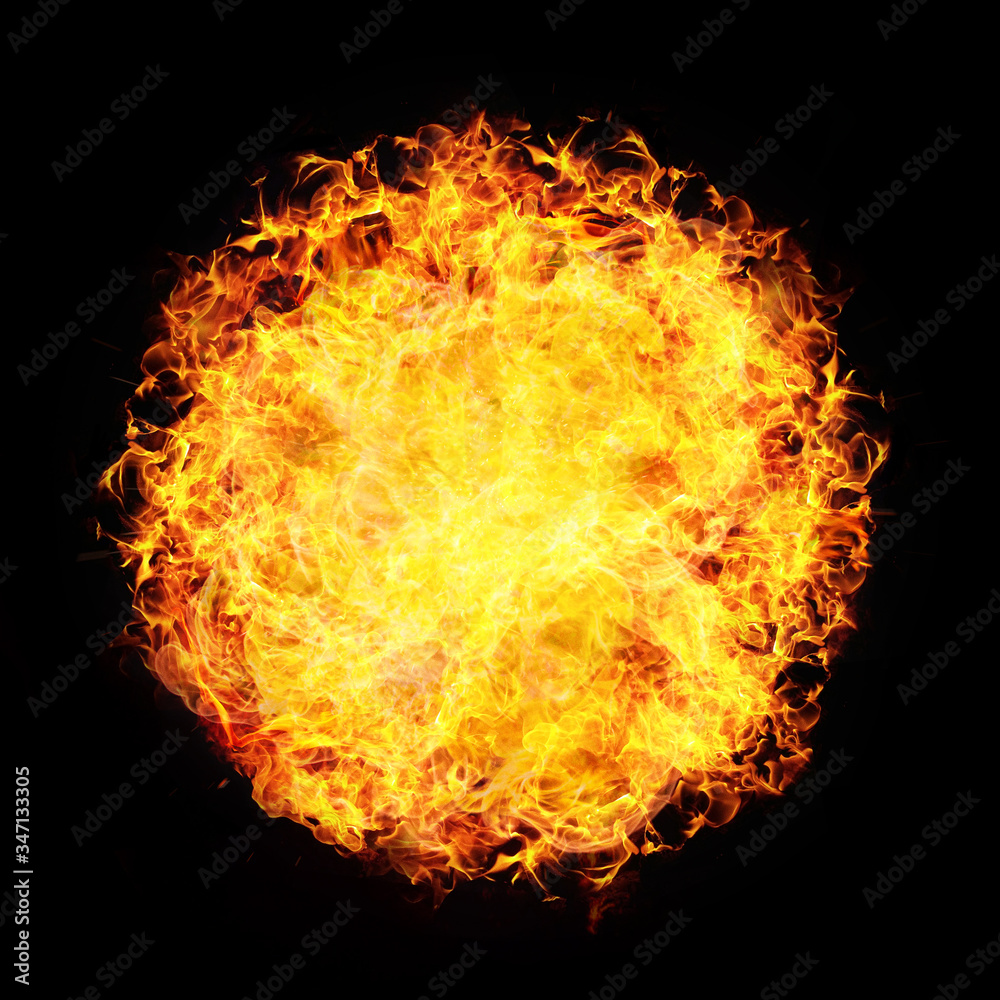 Fire Ball Sphere Circle Flame Burn Explosion Hell Heat Isolated On ...