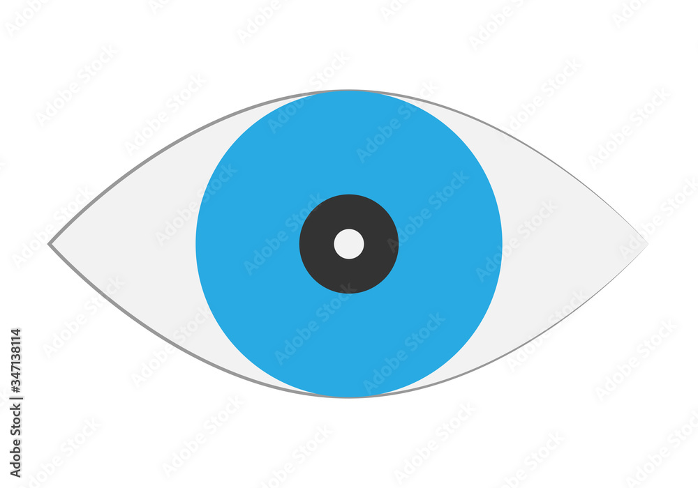 Ojo de color azul sobre fondo blanco. Stock Vector | Adobe Stock