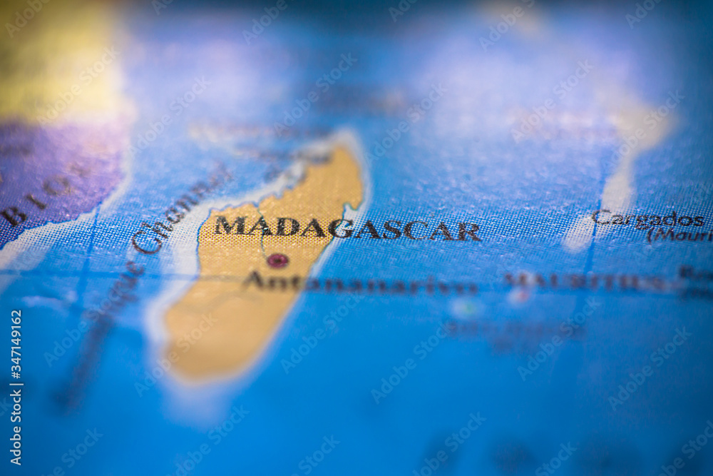 Geographical map location of country Madagascar in Africa continent on ...