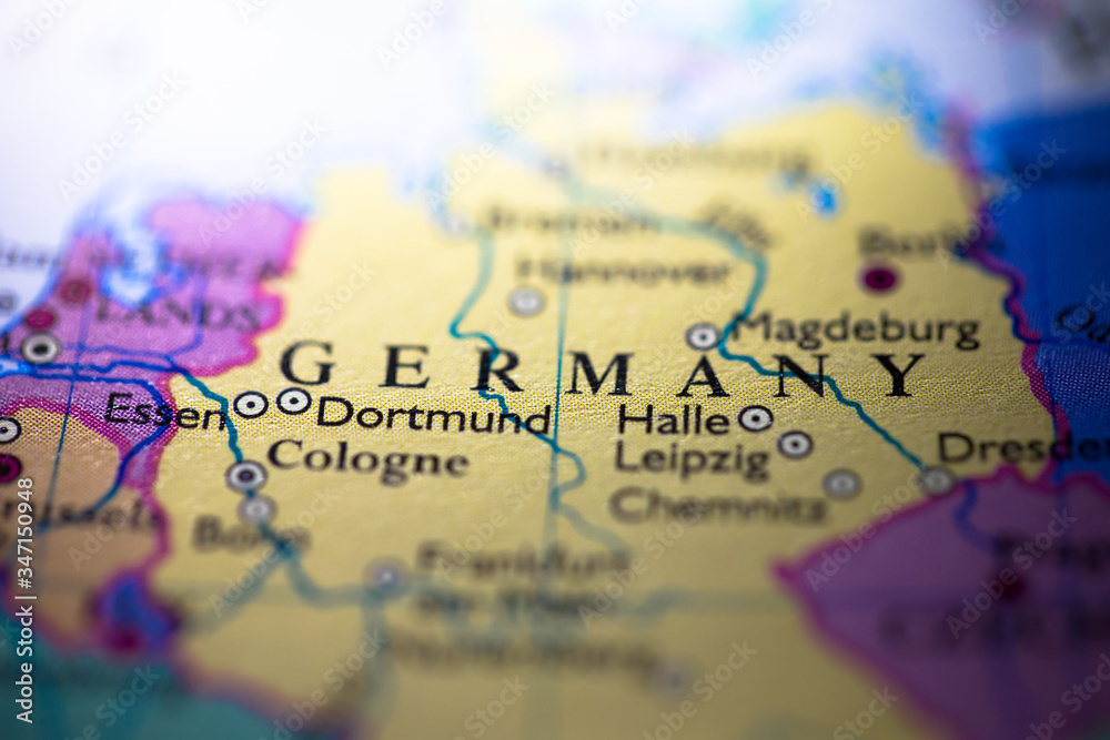 Geographical map location of country Germany in Europe continent on ...