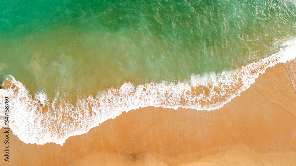 Sea Beach and Soft wave of blue ocean. Summer day and sandy beach ...
