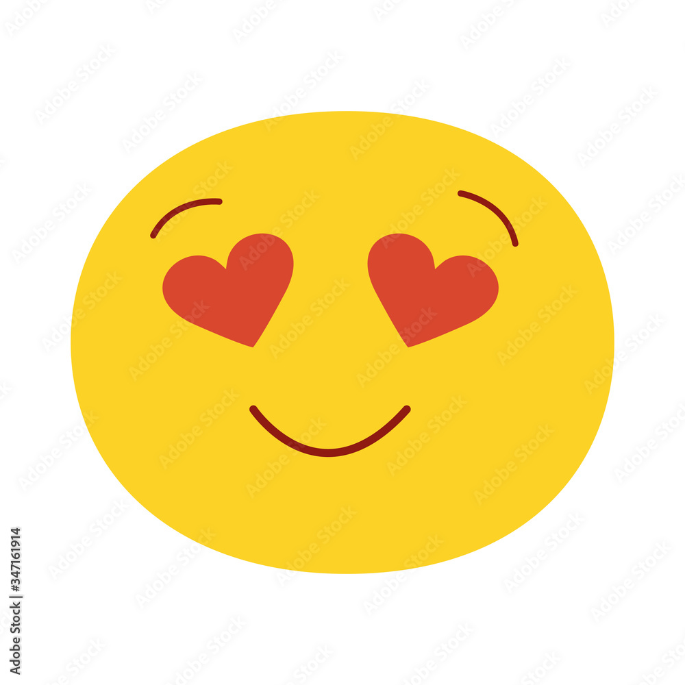 Smiling in love emoji vector illustration. Isolated on white background ...