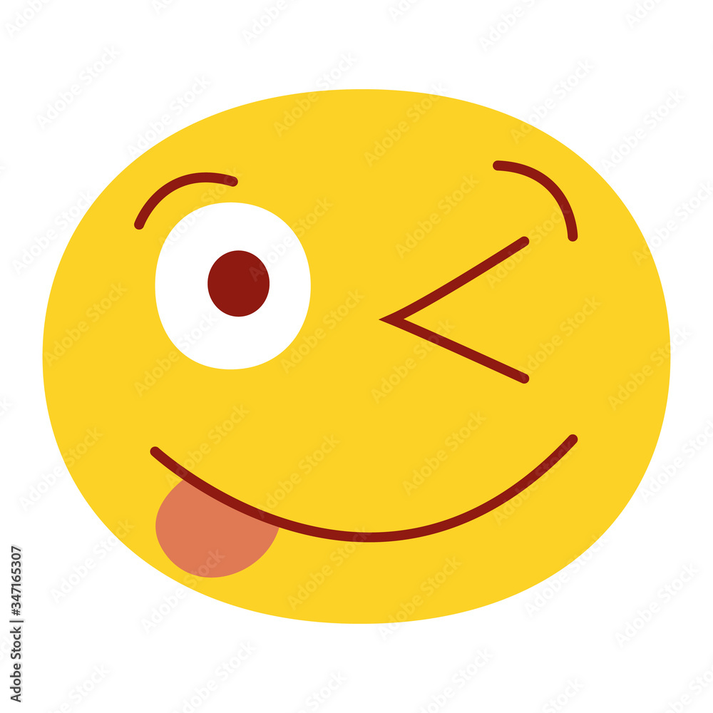 Winking smile with sticking out tongue vector illustration. Funny and ...
