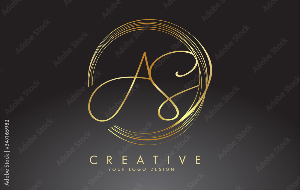 Handwritten Golden AS A S Letters Logo with a minimalist design. AS A S ...