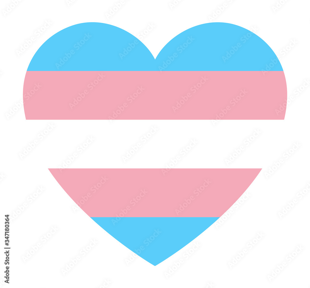 Transgender pride flag, in heart shape icon on white background, vector ...