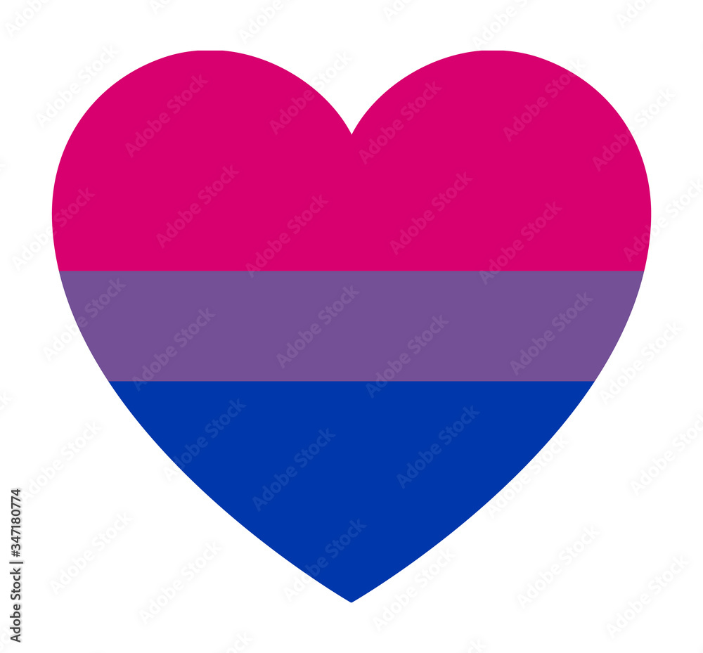 Bi pride flag, in heart shape icon on white background, vector ...