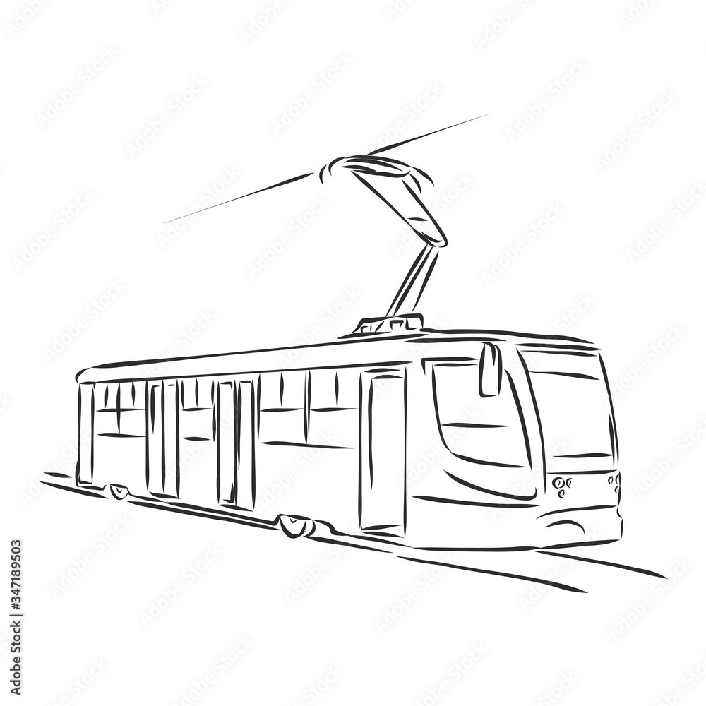 Isolated vector illustration of a tram. Public urban transportation ...