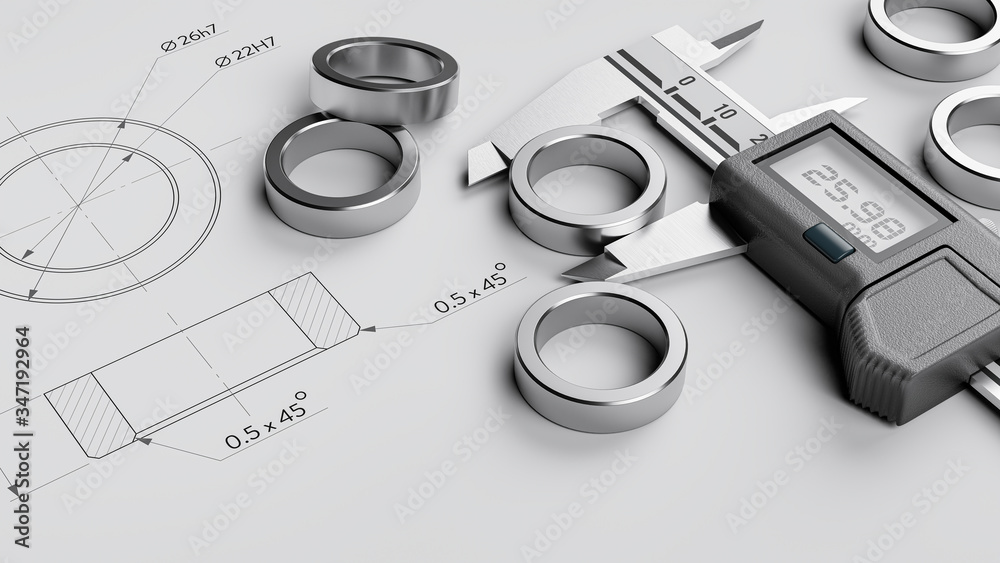 The quality control of part dimensions using calipers and technical ...
