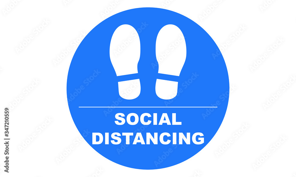 Social distancing illustration of feet to indicate or remind people to ...
