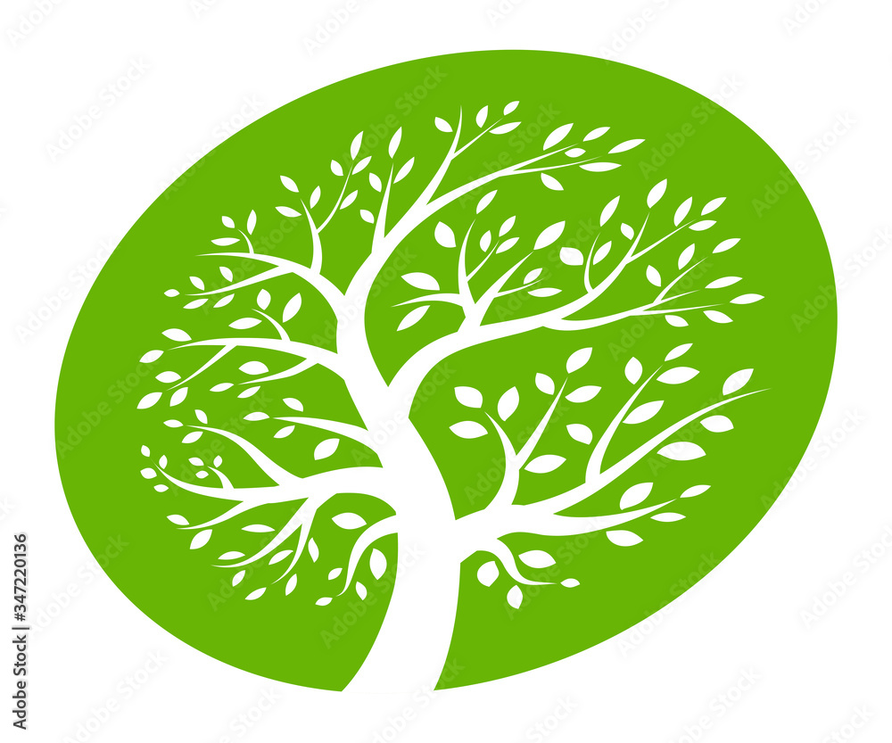 Tree circle icon in perspective. Green ellipse. logo design for theme ...