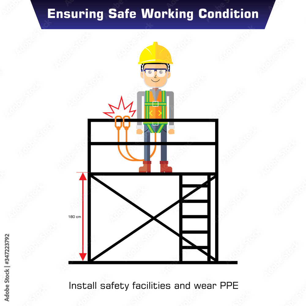 Safety poster and banner at workplace. Construction, industrial ...