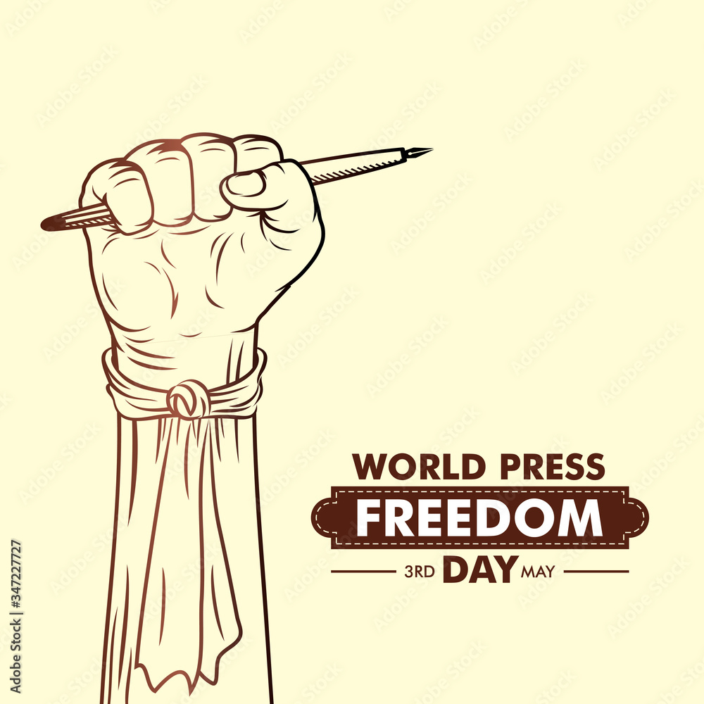 Vector graphic illustration of world press freedom day. Silhoutte and ...