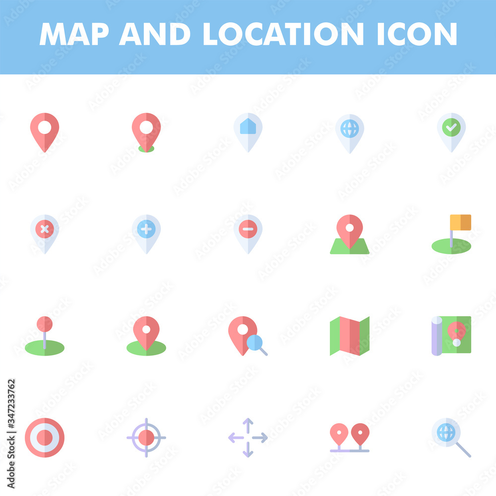 Map and location icon pack isolated on white background. for your web ...