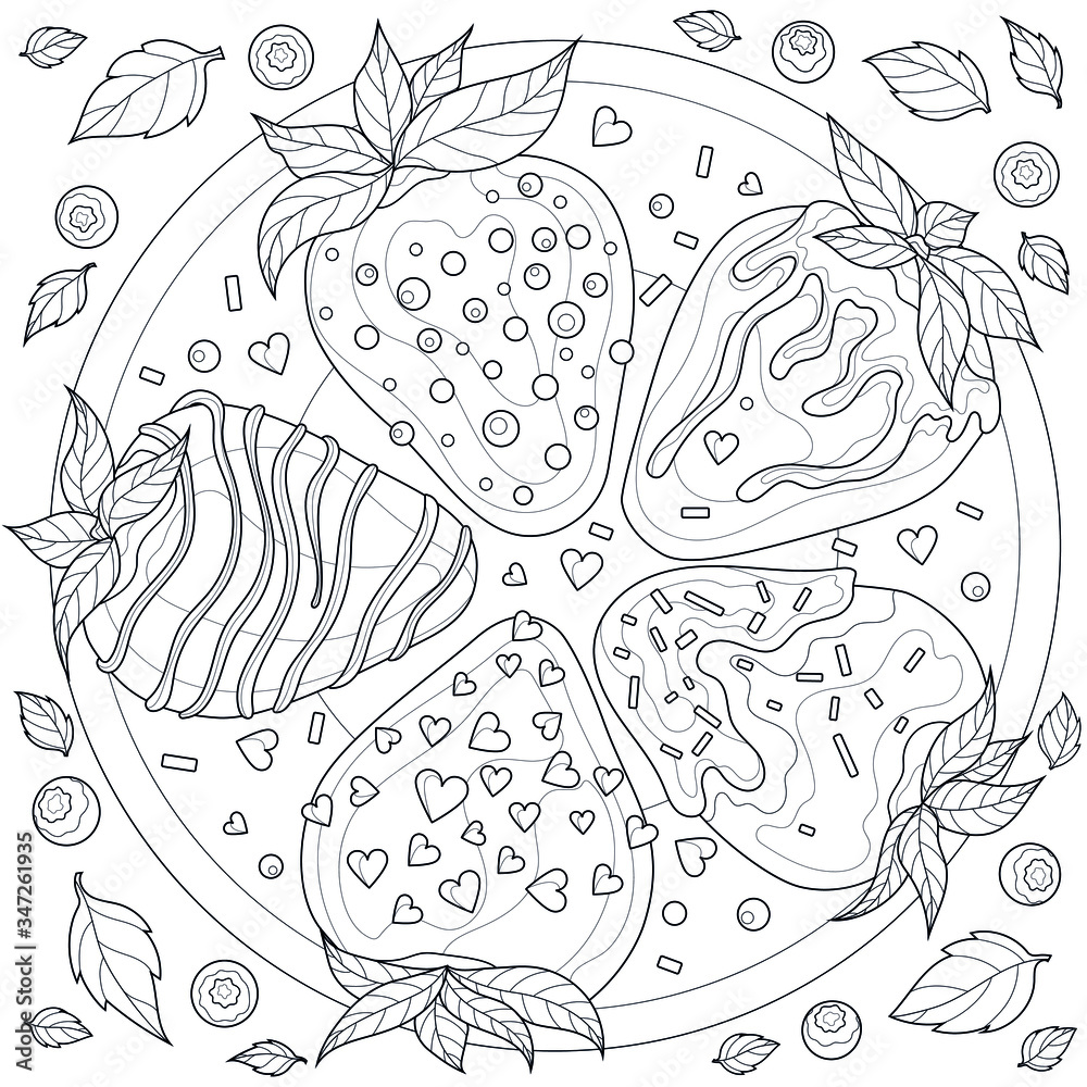 Strawberries Coloring Page
