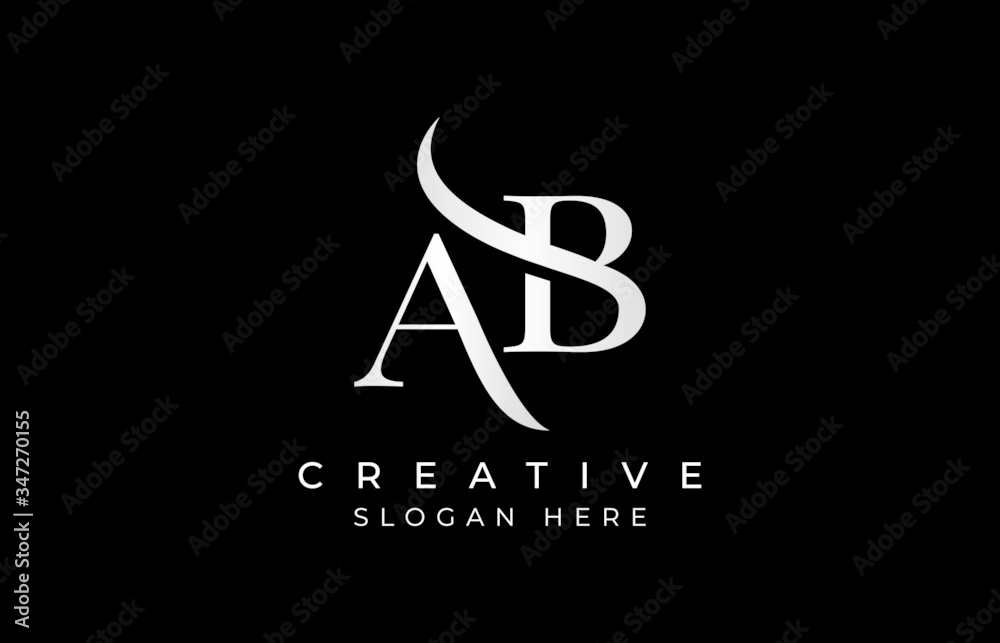 AB ab letter design logo logotype icon concept with serif font and ...