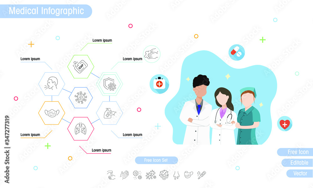 medical infographic elements Template. Shield lock icon healthcare ...