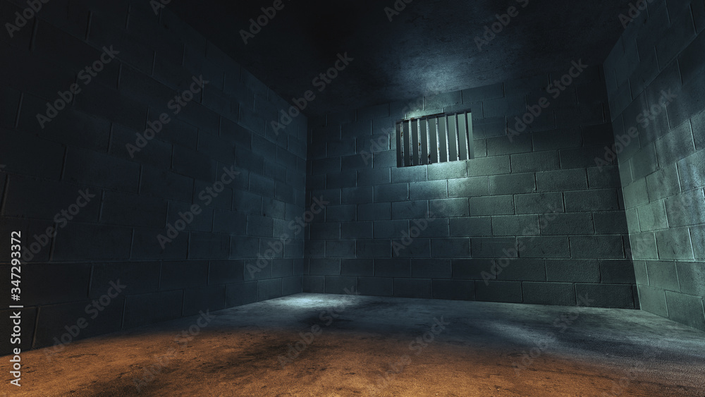 3D rendering of a dark cell at night Stock Illustration | Adobe Stock