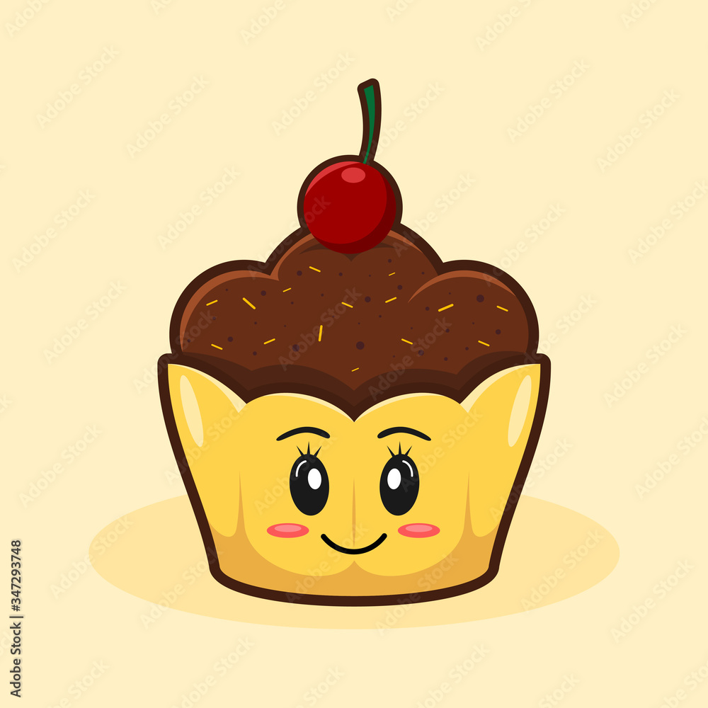 Cute cupcakes emoticons. Cartoon birthday clipart design, Love concept ...