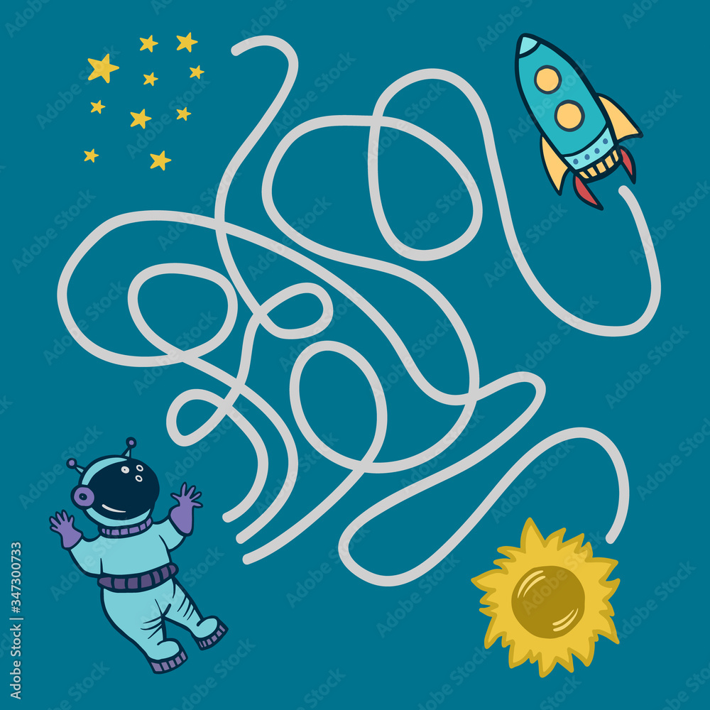 Maze game. Help the astronaut find the path to the rocket. Worksheet ...