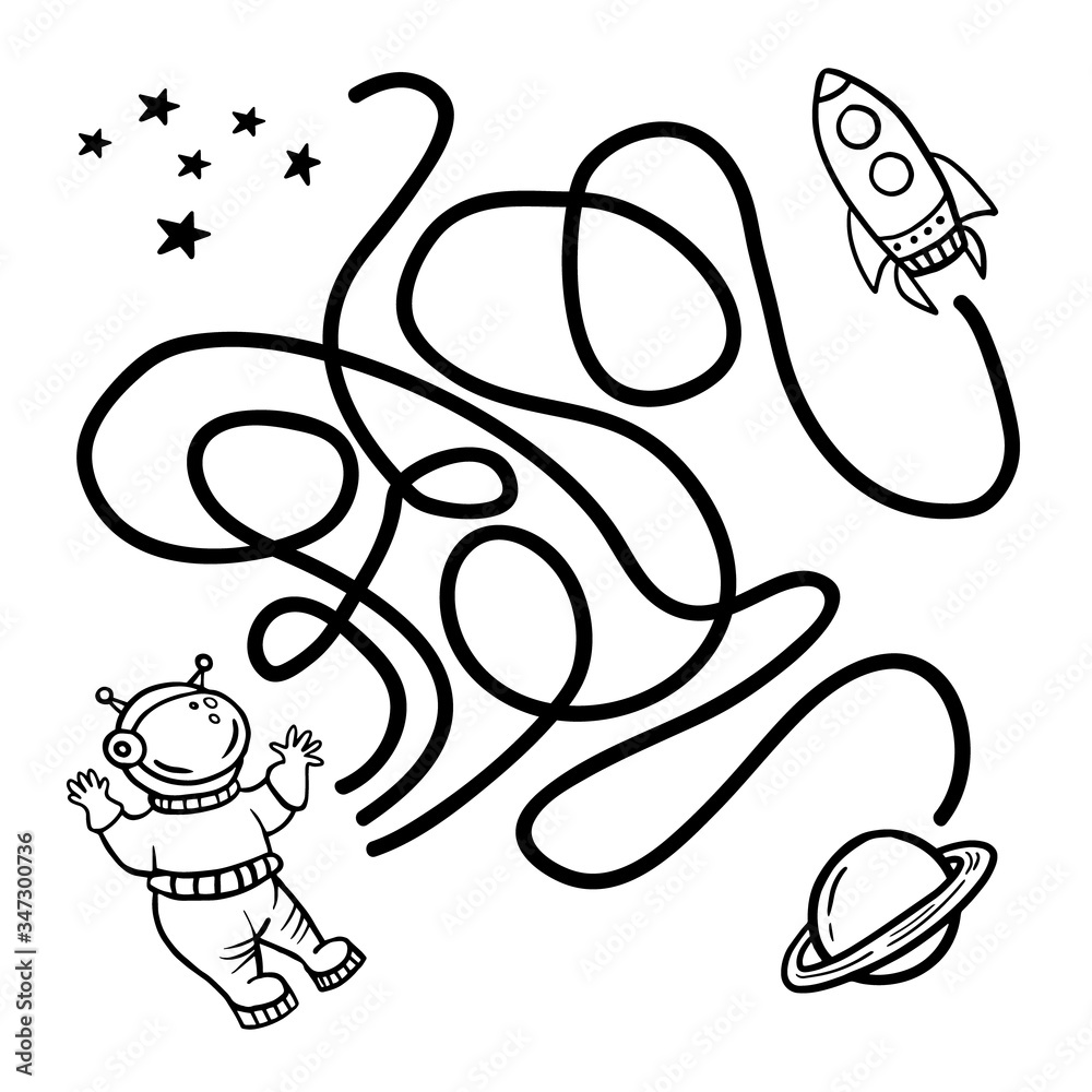 Maze game. Help the astronaut find the path to the rocket. Worksheet ...