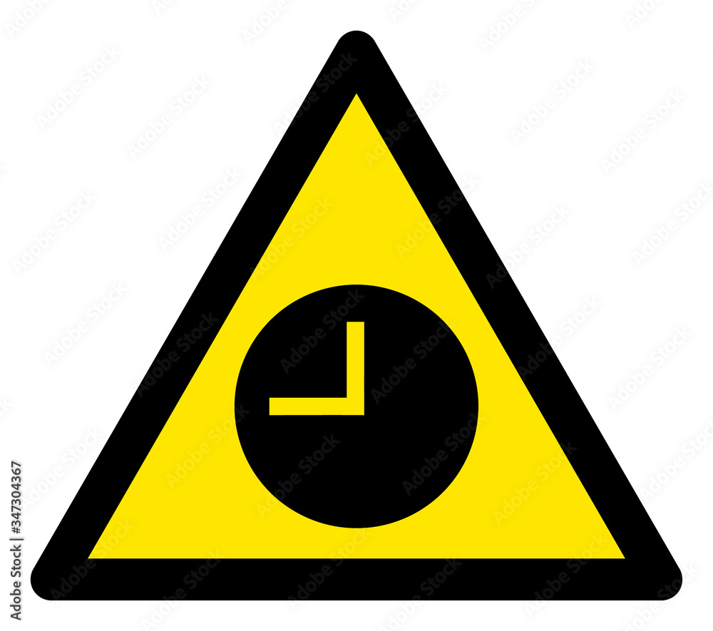 Vector expired flat warning sign. Triangle icon uses black and yellow ...