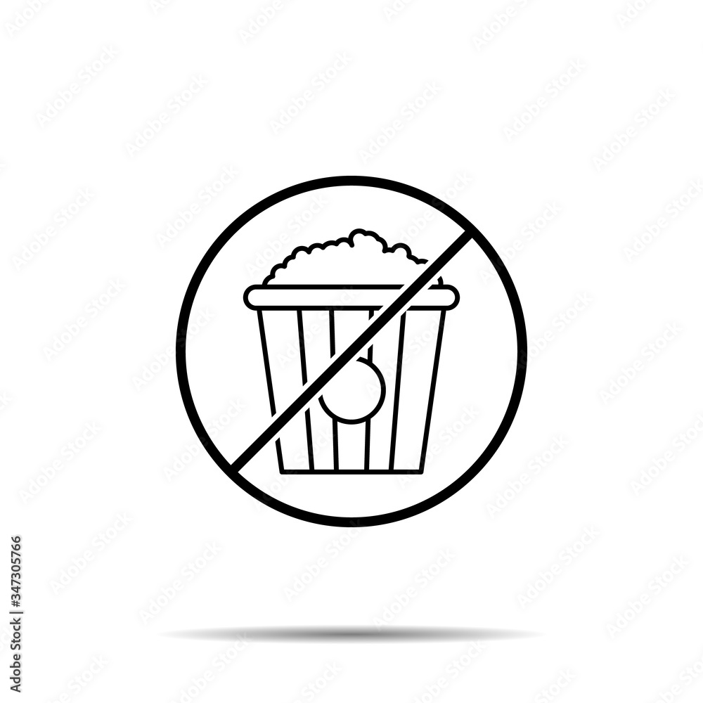 No popcorn icon. Simple thin line, outline vector of cinema ban ...