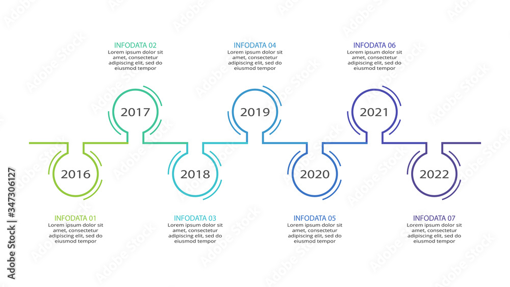 Timeline with 7 elements, infographic template for web, business ...
