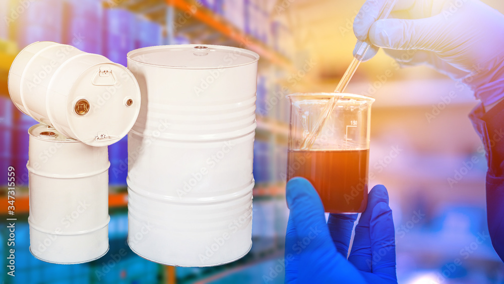 Metal barrels as a symbol of crude oil. Concept - oil analysis for ...
