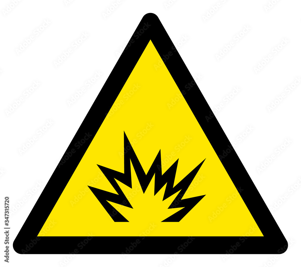 Vector bang flat warning sign. Triangle icon uses black and yellow ...