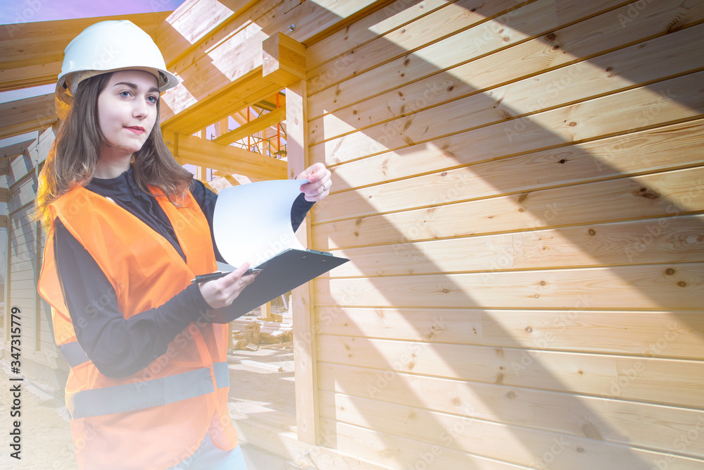 Young woman works in the construction industry. Concept - student is ...