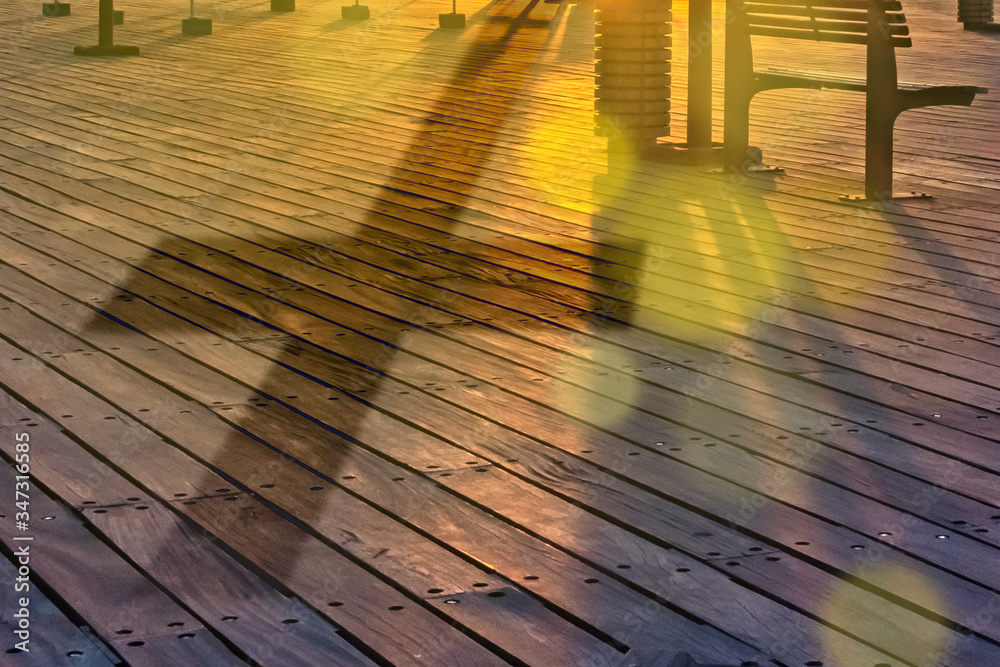 Reflection of the cross on the earth. Wooden embankment. Concept ...