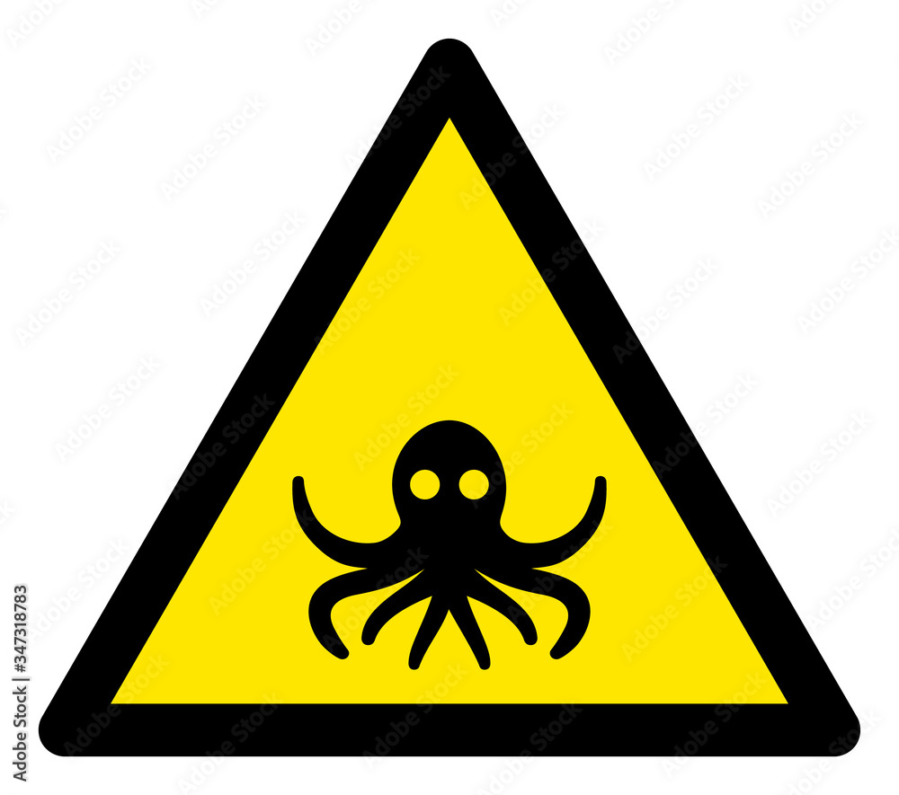 Vettoriale Stock Vector octopus flat warning sign. Triangle icon uses ...