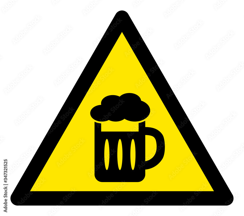 Vecteur Stock Vector beer mug flat warning sign. Triangle icon uses ...