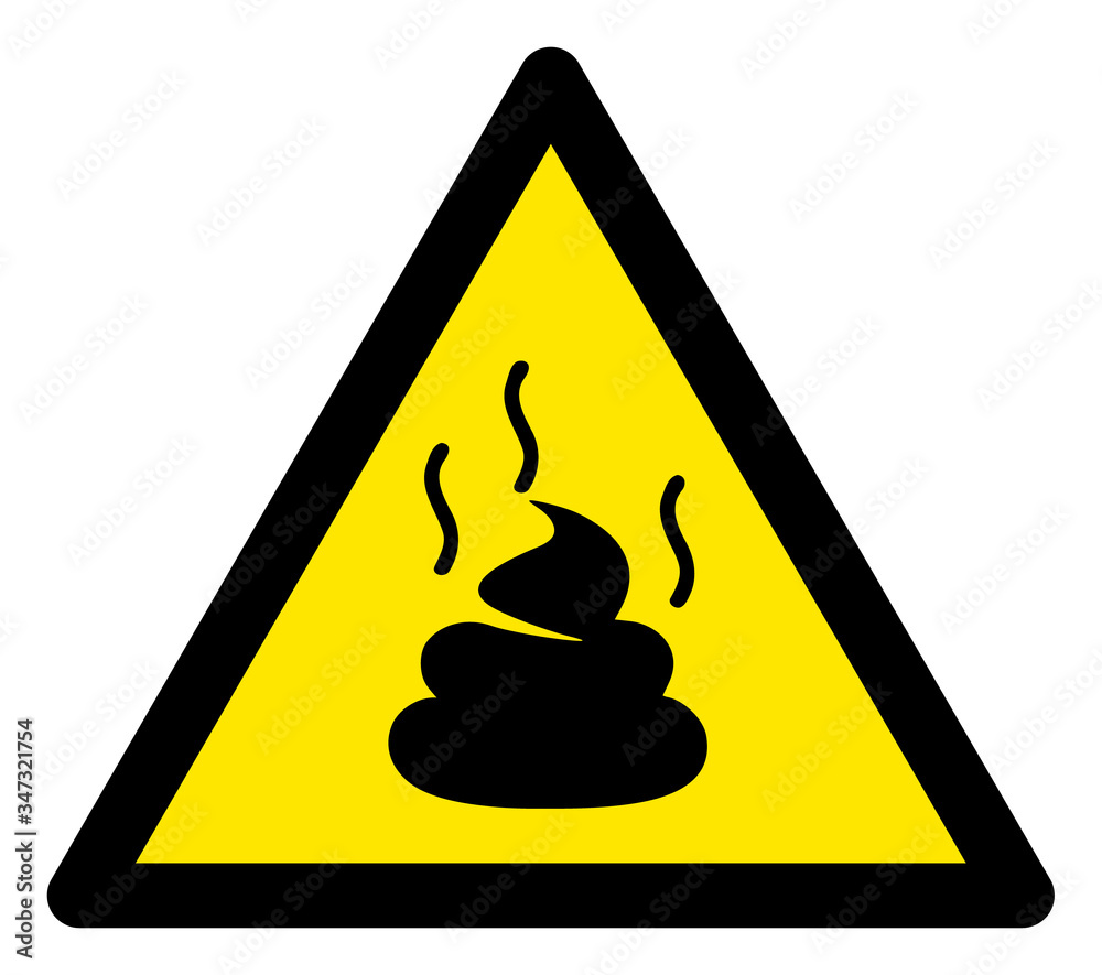 Vector shit smell flat warning sign. Triangle icon uses black and ...