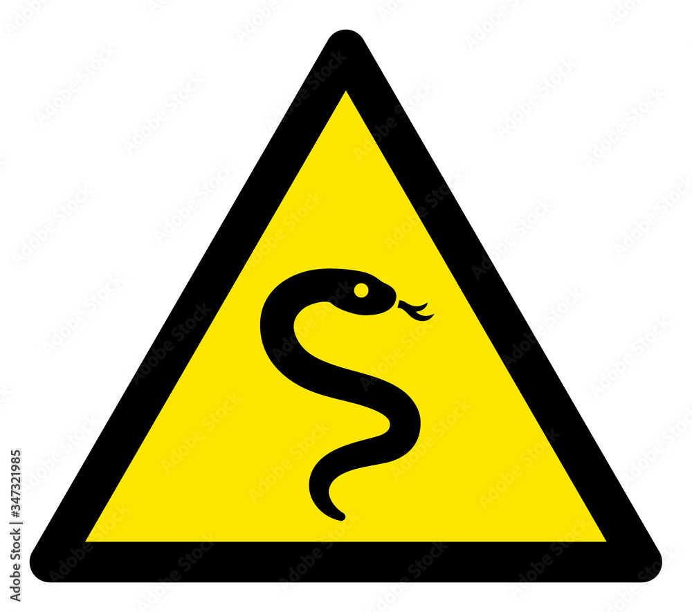Vecteur Stock Vector snake flat warning sign. Triangle icon uses black ...