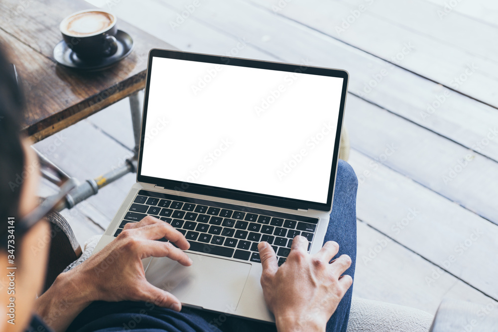 computer mockup image blank screen with white background for ...