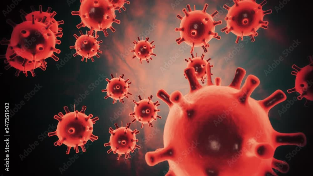 Coronavirus COVID-19 infection disease. Floating pathogen on black ...