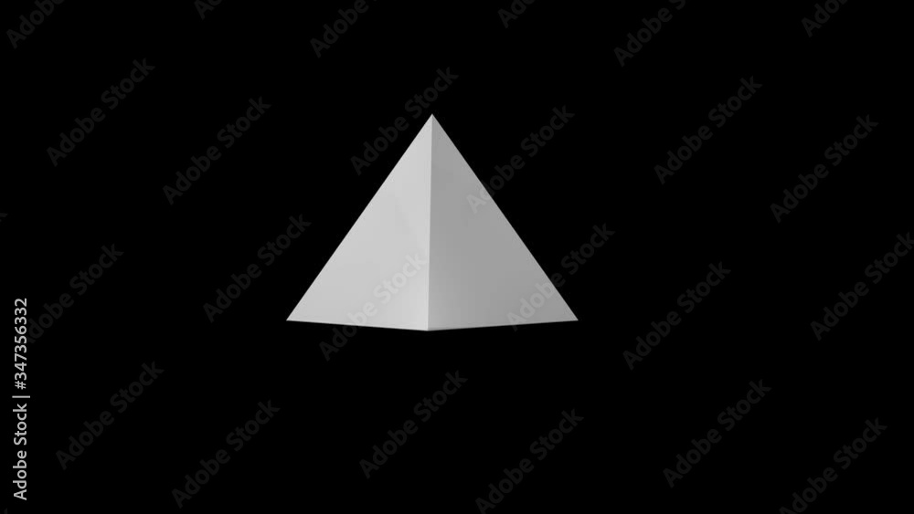 Pyramid rotate horizontally animation 3d on the black background Stock ...