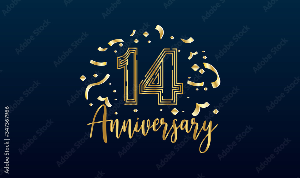 Anniversary celebration background. with the 14th number in gold and ...