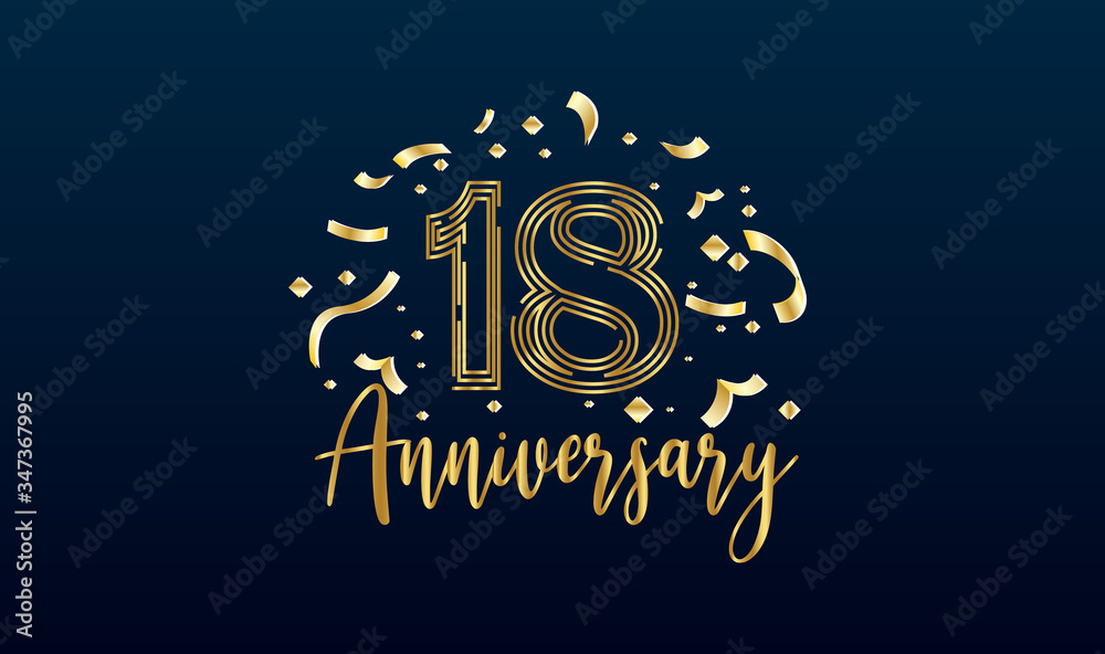 Anniversary celebration background. with the 18th number in gold and ...