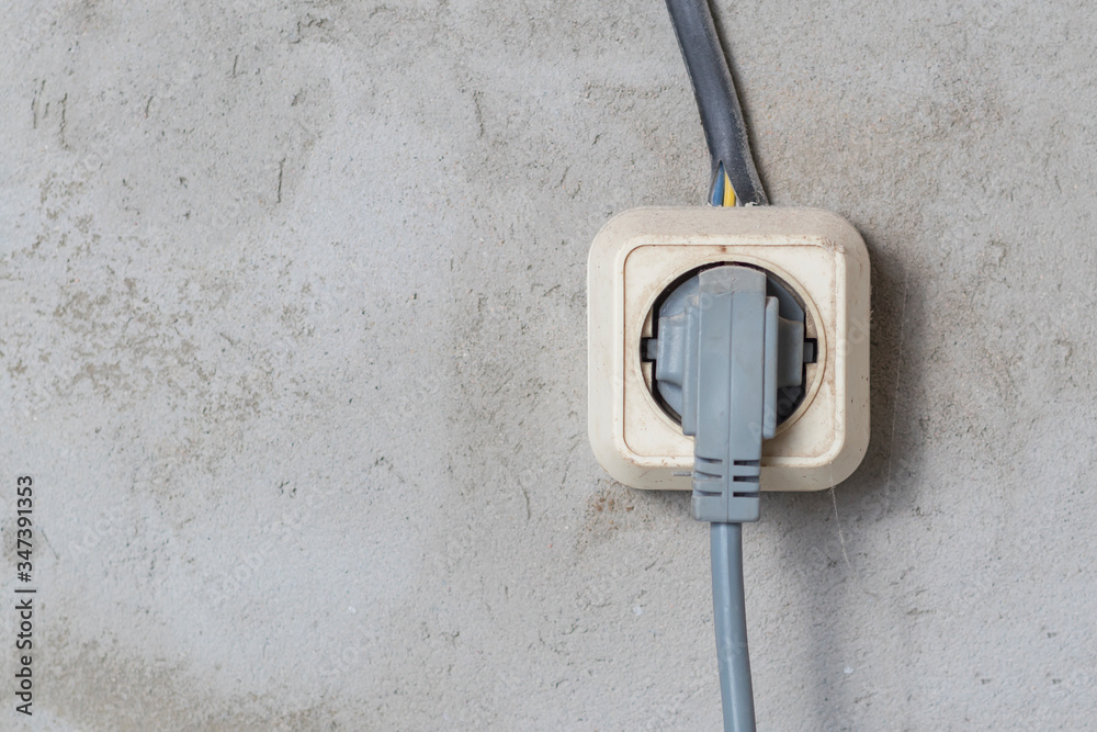 Electric sockets light works mounting and installation on plaster wall ...