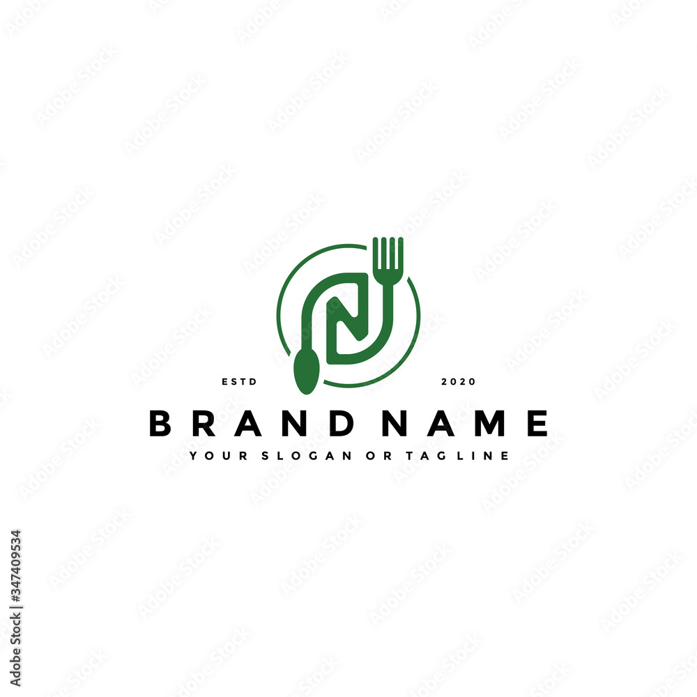 Letter N food logo design vector Stock Vector | Adobe Stock