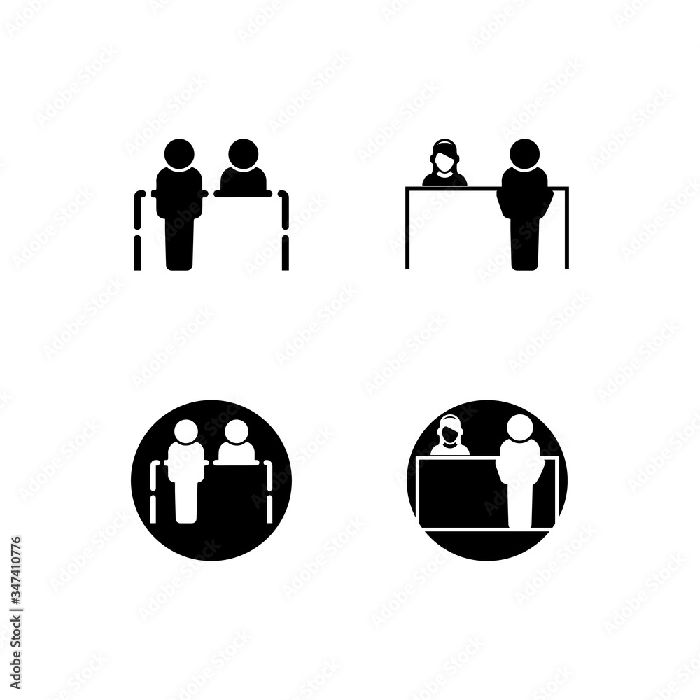 Registration desk vector , Customer service desk icon , Ticket counter ...