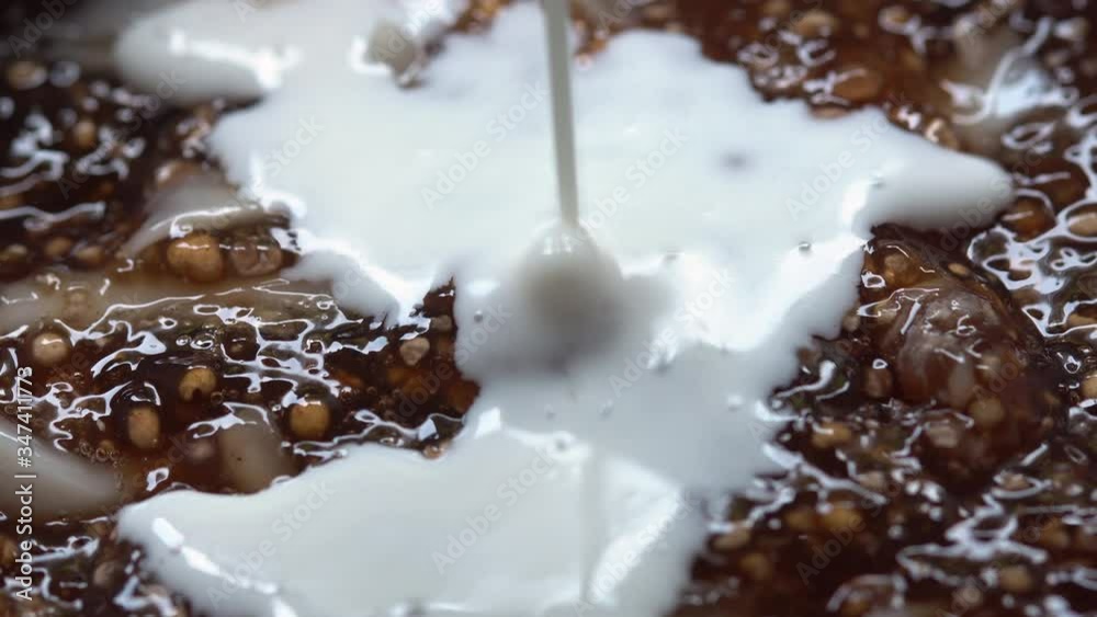 Tapioca pearls form sago tree. Still life photography of Thai dessert ...