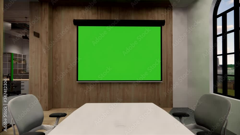 3d illustration animation, a seamless panorama of the room and office ...