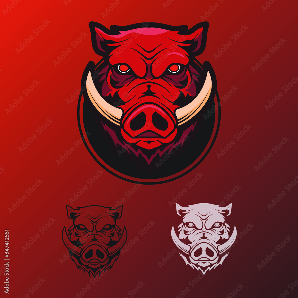 Hog head vector, pig head logo, hog mascot, pig character, esport logo ...